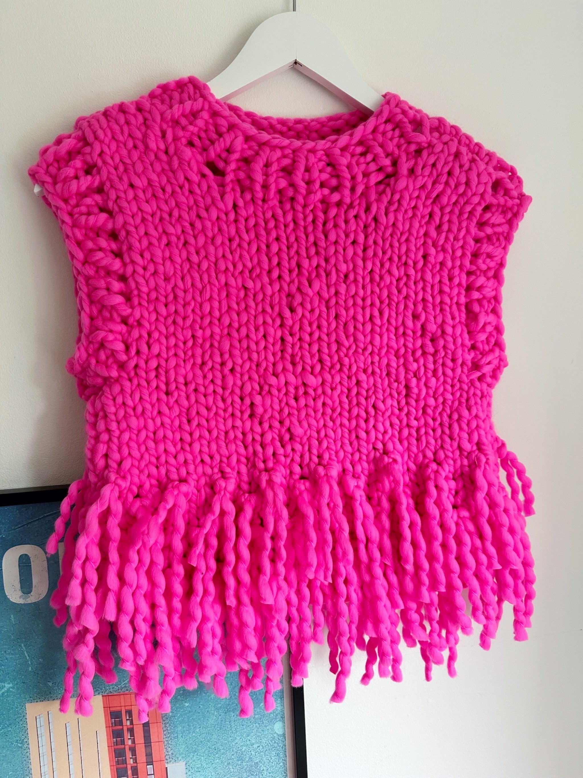 Loopy Mango Fringe Vest, Women's Sleeveless Sweater, Natural Basic Tank ...