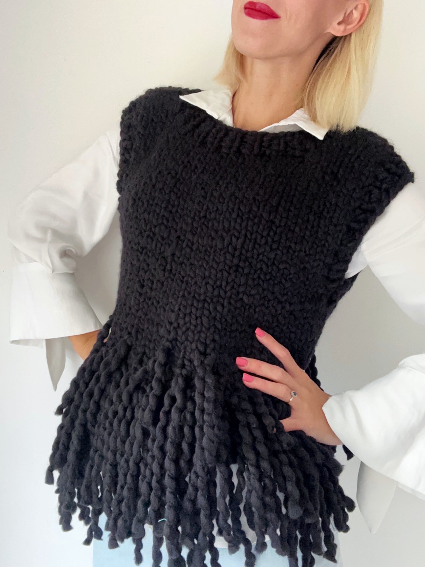 Loopy Mango Fringe Vest, Women's Sleeveless Sweater, Natural Basic Tank ...