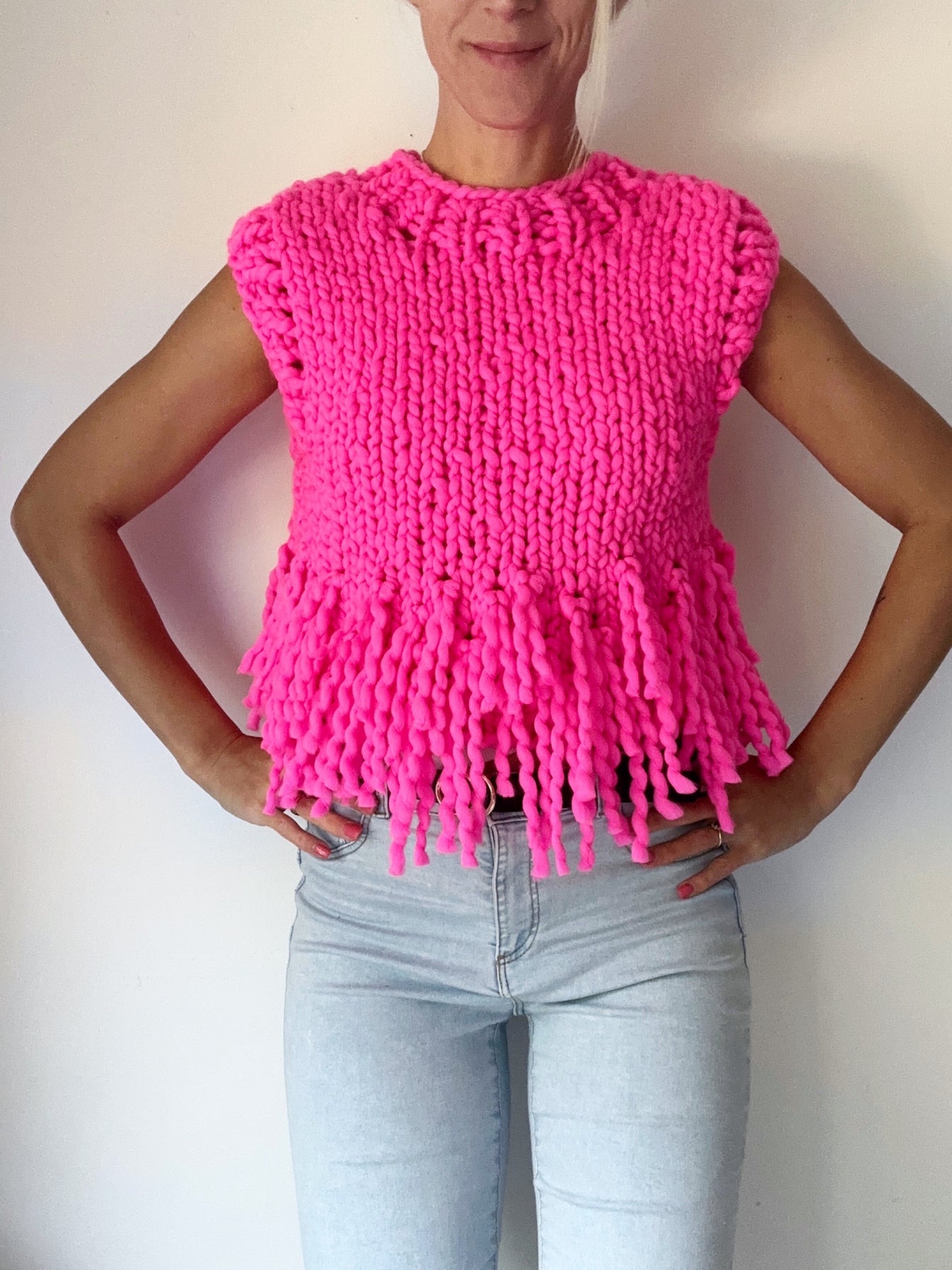Loopy Mango Fringe Vest, Women's Sleeveless Sweater, Natural Basic Tank ...