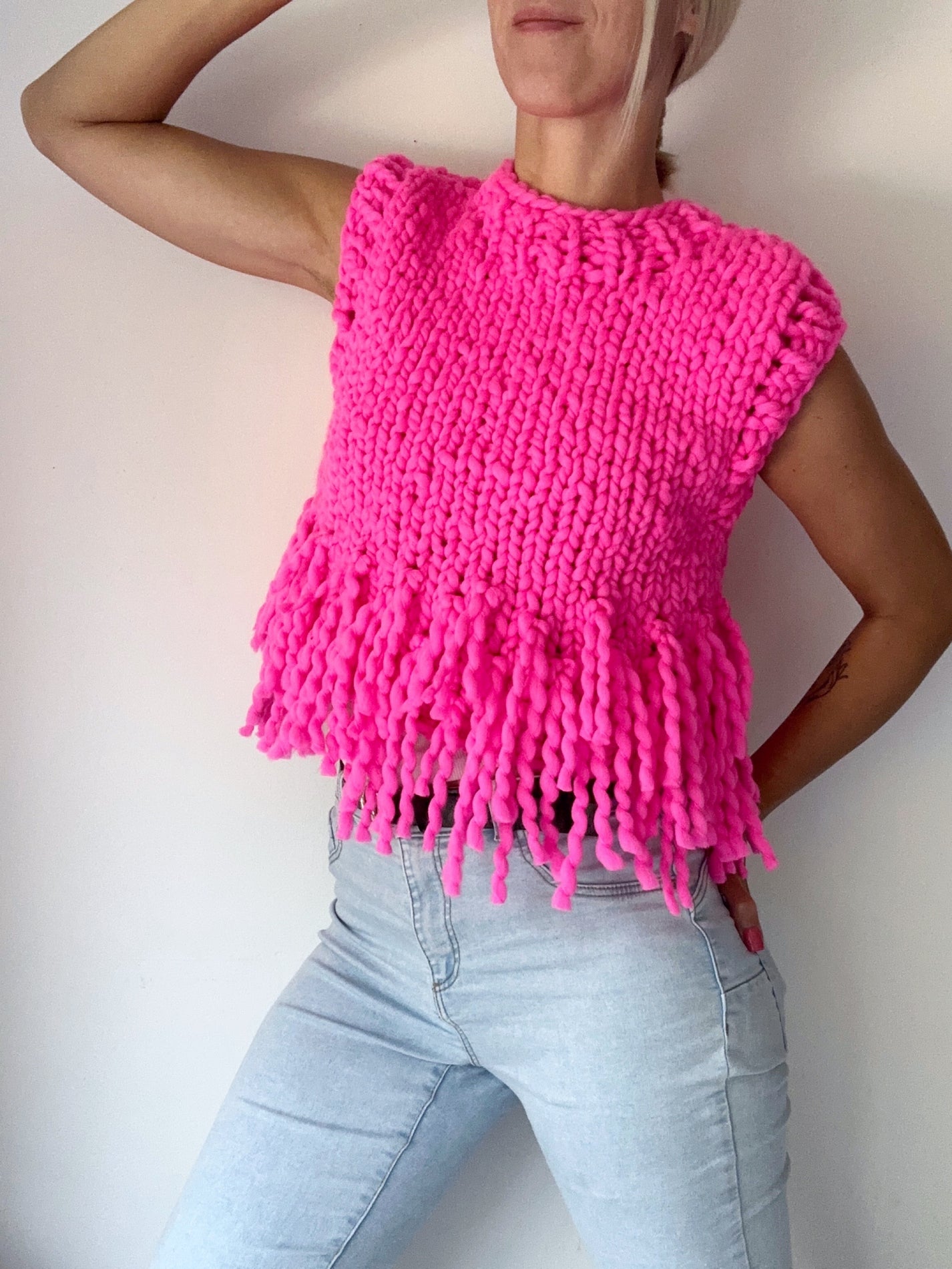 Loopy Mango Fringe Vest, Women's Sleeveless Sweater, Natural Basic Tank ...