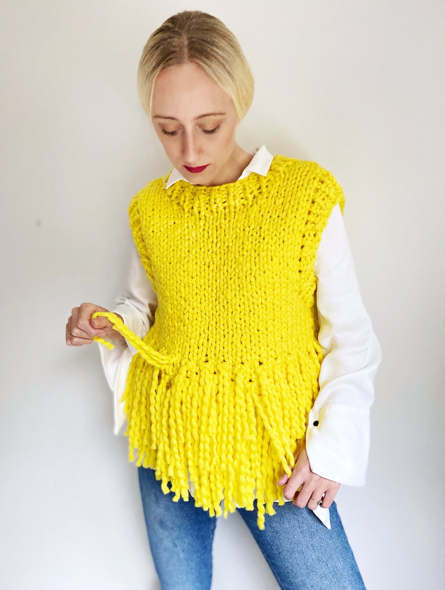 Loopy Mango Fringe Vest, Women's Sleeveless Sweater, Natural Basic Tank ...