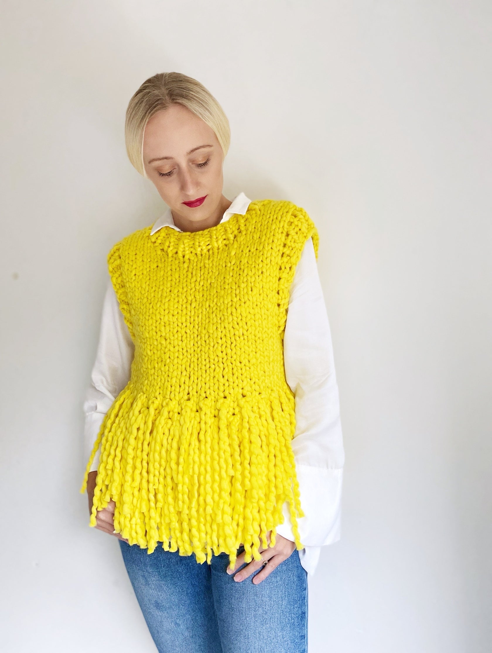 Loopy Mango Fringe Vest, Women's Sleeveless Sweater, Natural Basic Tank ...