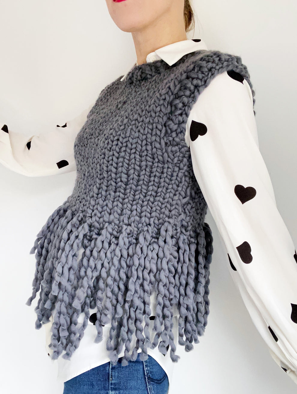 Loopy Mango Fringe Vest, Women's Sleeveless Sweater, Natural Basic Tank ...