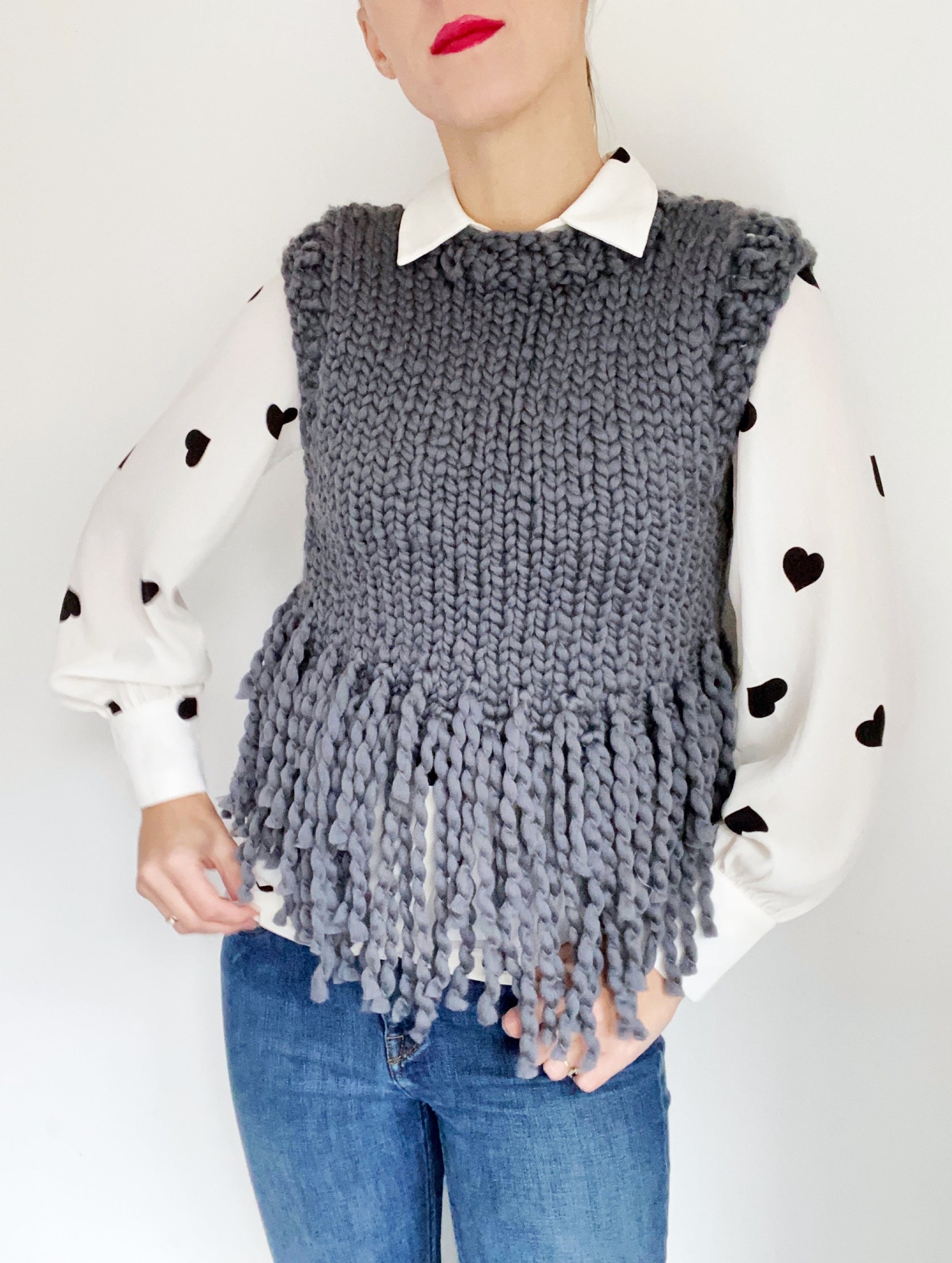 Loopy Mango Fringe Vest, Women's Sleeveless Sweater, Natural Basic Tank ...