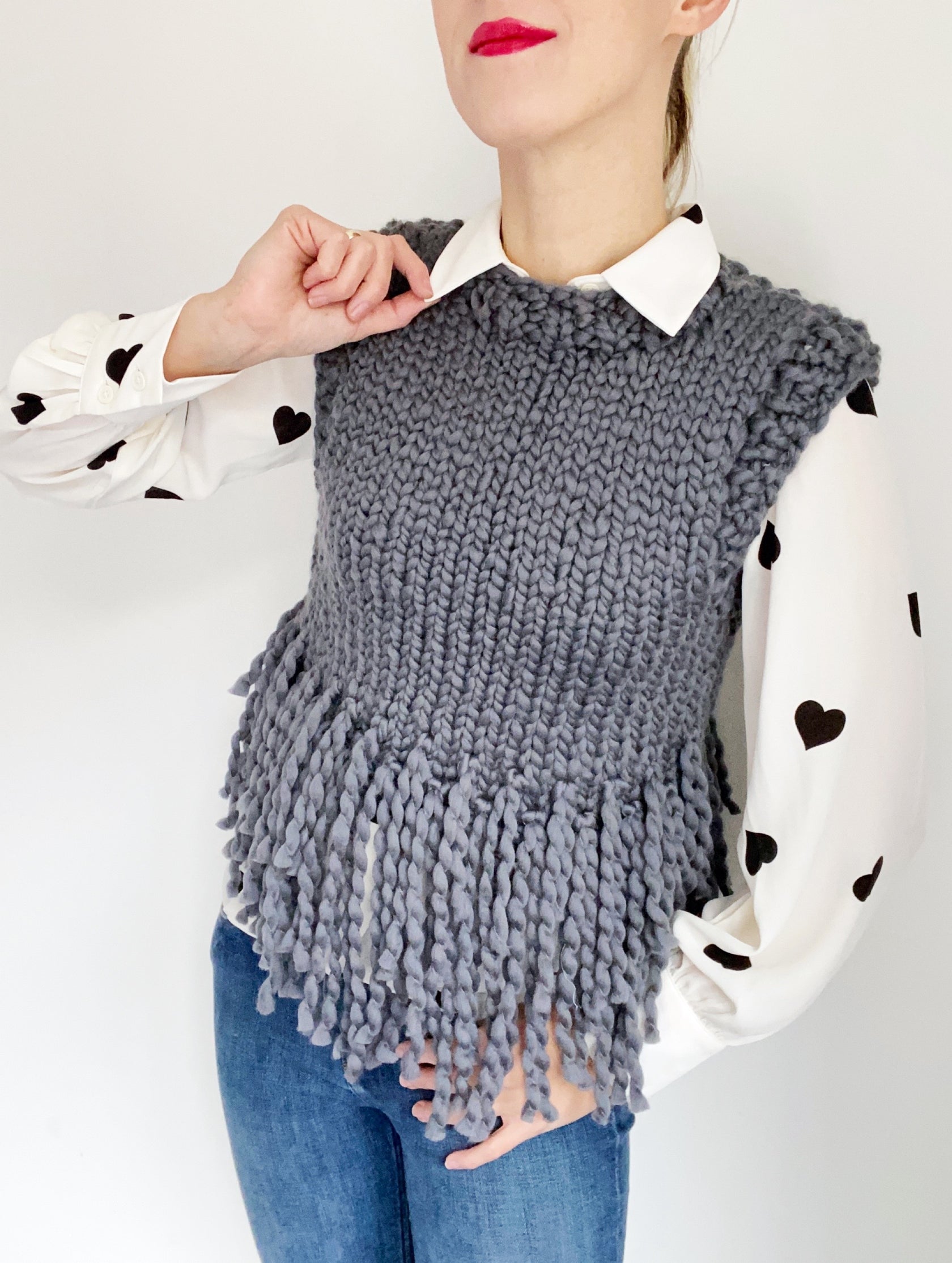 Loopy Mango Fringe Vest, Women's Sleeveless Sweater, Natural Basic Tank ...